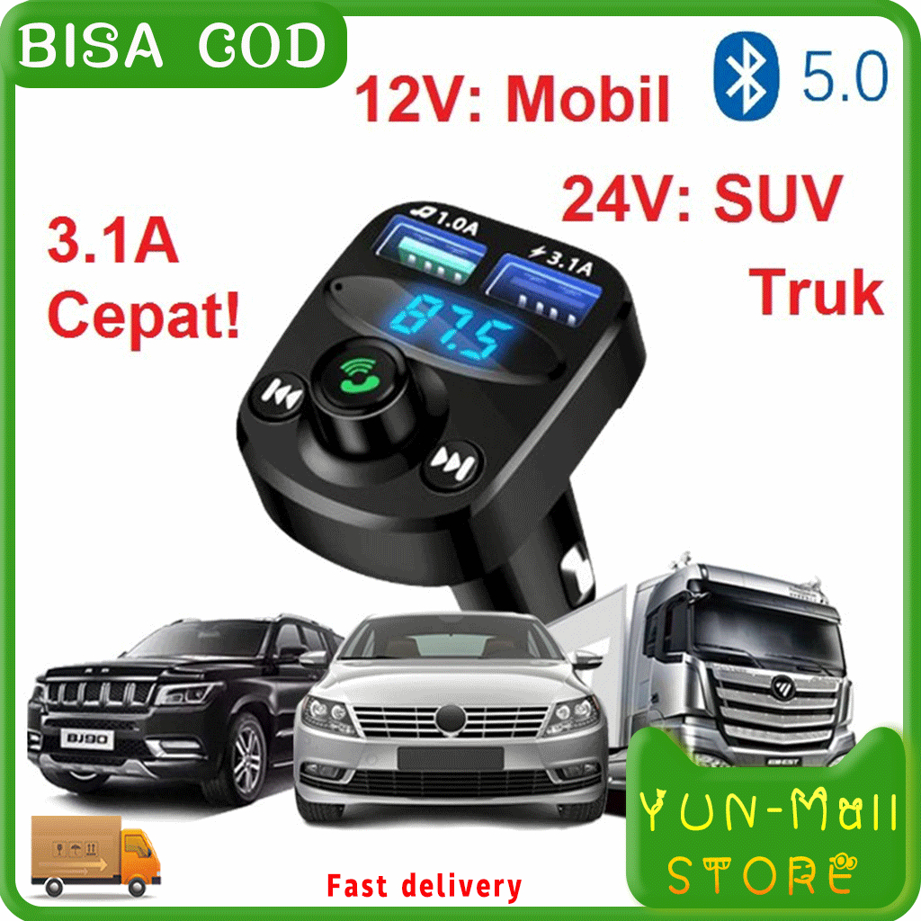 Jual YUN Mall FM Transmitter Bluetooth Modulator Mobil Car Charger Dual Port USB + MP3 Player ...