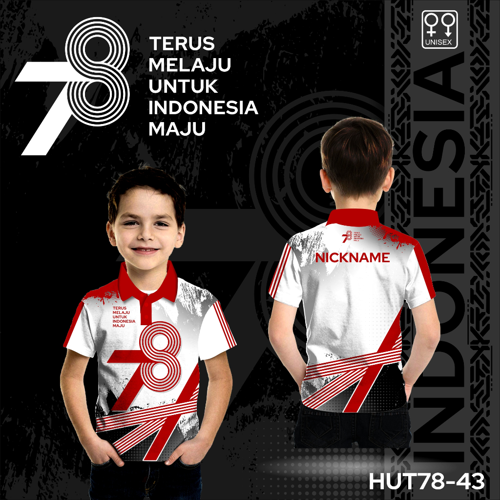 Jual Baju polo anak hut kemerdekaan ri ke 78 tahun 2023 kaos 17 an dirgahayu indonesia | Shopee ...
