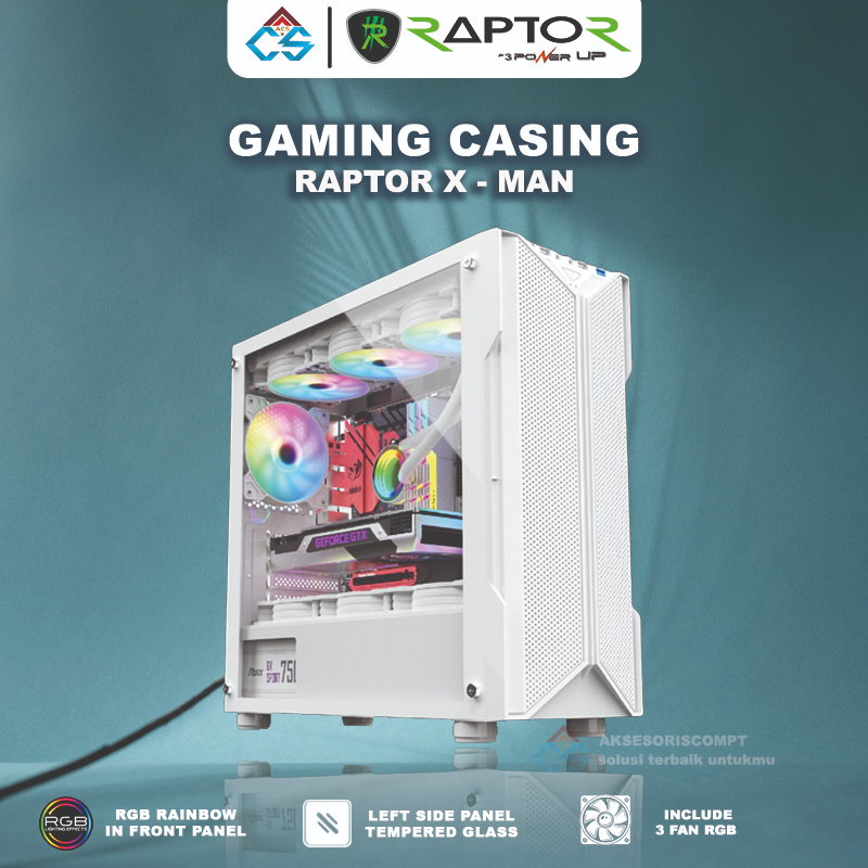 Jual Casing Gaming RAPTOR X-MAN White - Casing Gaming ATX | Shopee ...