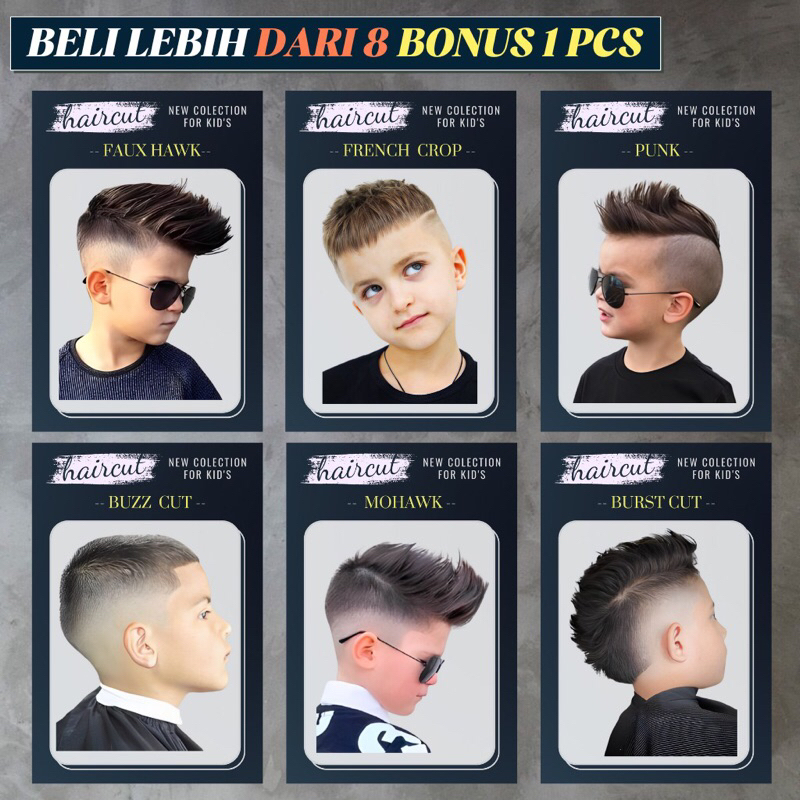 Jual poster bingkai kayu barbershop model anak anak terbaru ukuran ...