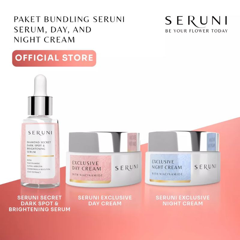 Jual PAKET Bundling seruni skincare SERUM CREAM PAGI DAN CREAM MALAM ...