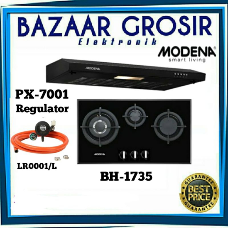 Jual PAKET KOMPOR TANAM MODENA BH1735 DAN COOKER HOOD MODENA PX 7001 ...