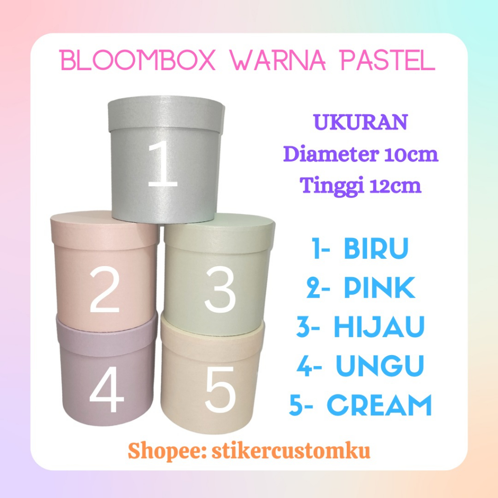 Jual Bloom Box Flower Warna Pastel Bulat Kotak Kado Kotak Bunga 15x15cm ...