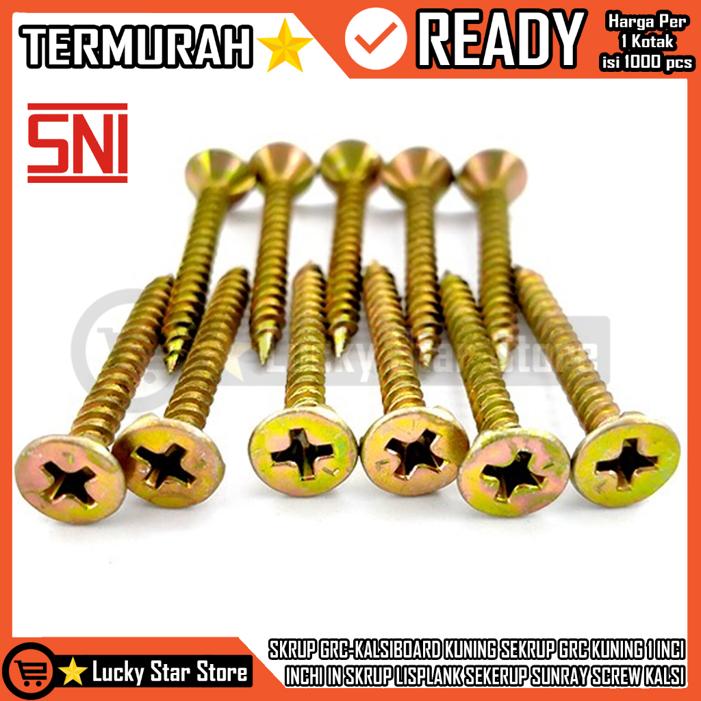Jual SKRUP GRC-KALSIBOARD KUNING SEKRUP GRC KUNING 1 IN INCI INCHI INCH ...