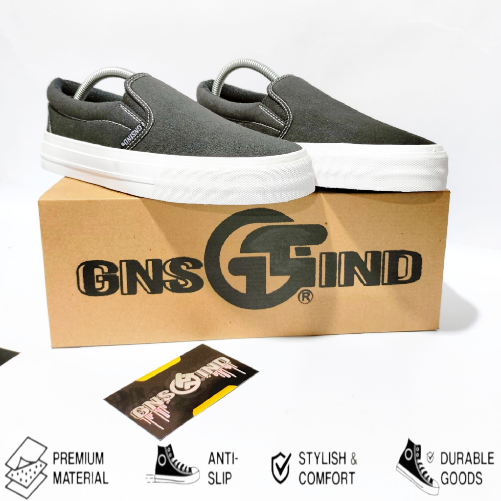 Jual [ GNS IND ] SLIP'ON ORIGINAL BLACK WHITE SEPATU PRIA WANITA HITAM PUTIH SNEAKERS SEKOLAH ...