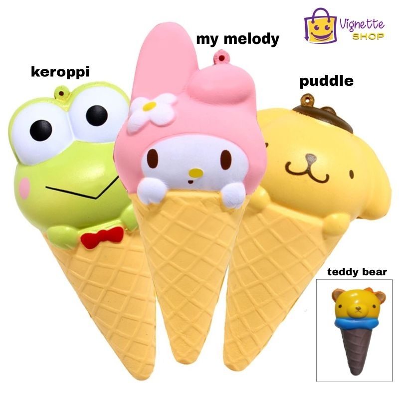 Jual Squishy Ice Cream Cone Keroppi My Melody Teddy Bear Lucu | Squisi ...