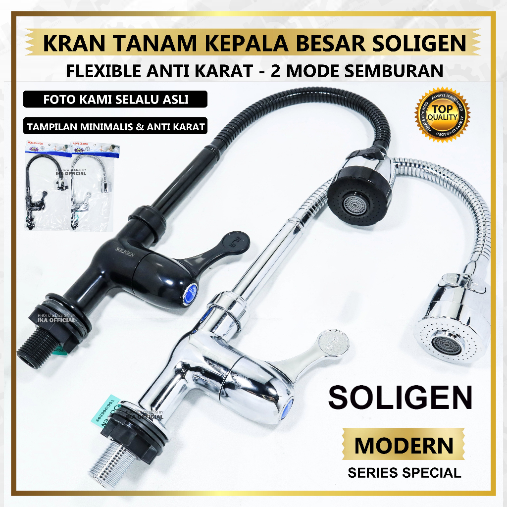 Jual Kran Angsa Fleksibel NEW SOLIGEN PVC Chrome Keran Cuci Piring ...