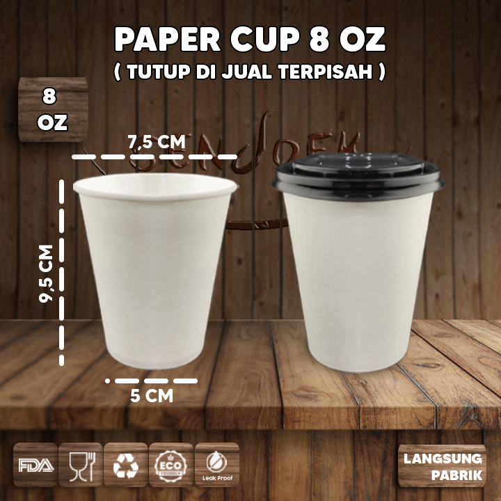 Jual HOT PAPER CUP | GELAS KERTAS MINUMAN PANAS | CUP PAPER 8 OZ | Shopee Indonesia