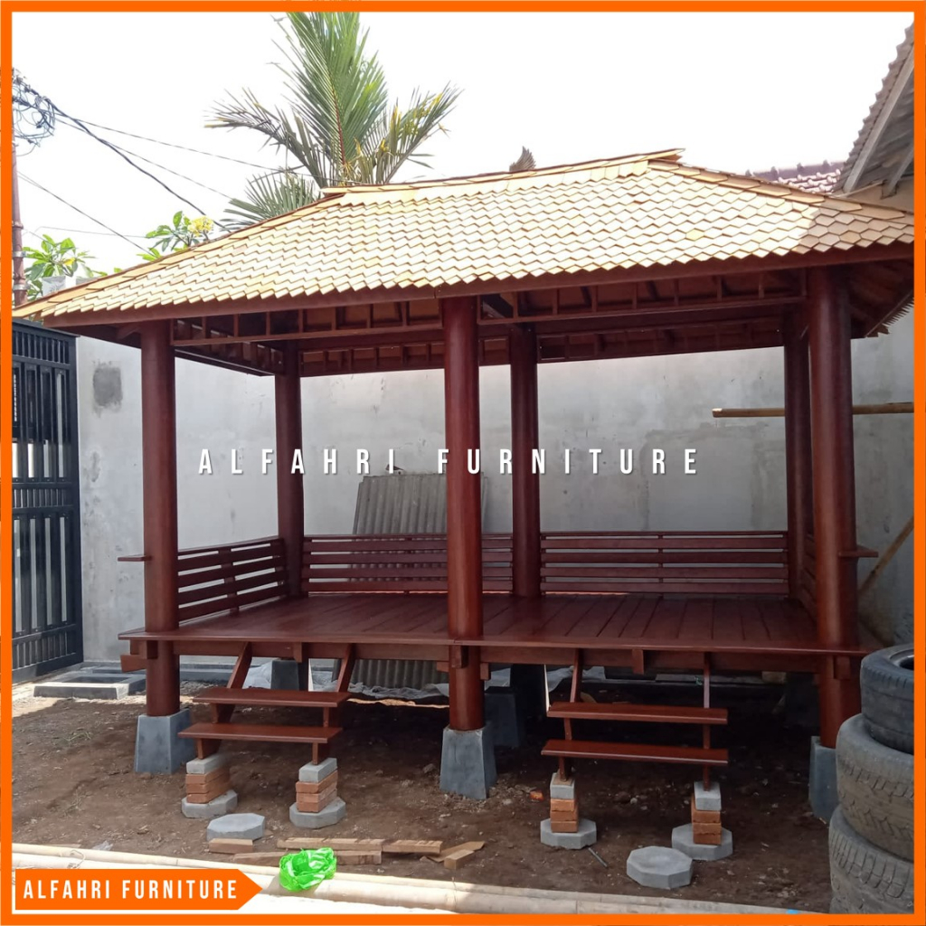 Jual Gazebo Kayu Minimalis 2x4 Meter | Saung Gasebo Taman Rumah Atap ...