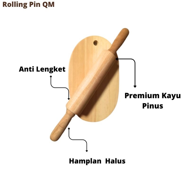 Jual Rolling Pin Kayu Pinus Penggiling Kue PREMIUM QM | Shopee Indonesia