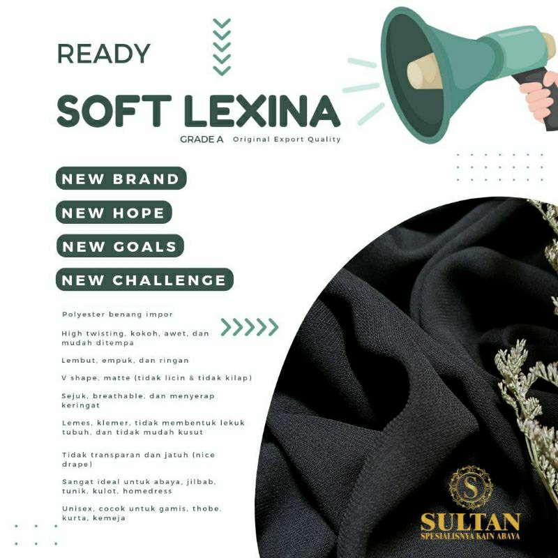 Jual Kain Abaya Indonesia Sultan Soft Lexus/Soft Lexina polos WARNA ...