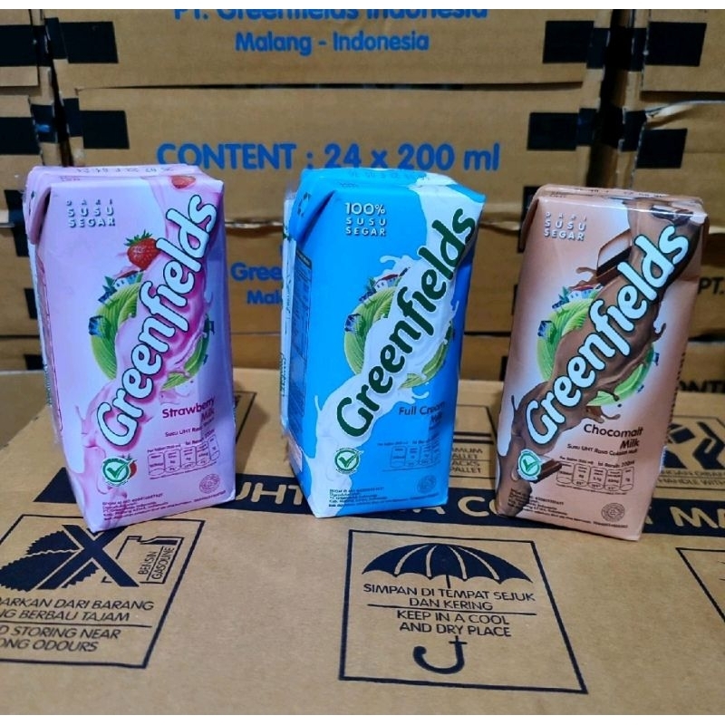 Jual SUSU GREENFIELDS UHT 200 ML 200ml / DUS KARTON KARDUS | Shopee ...