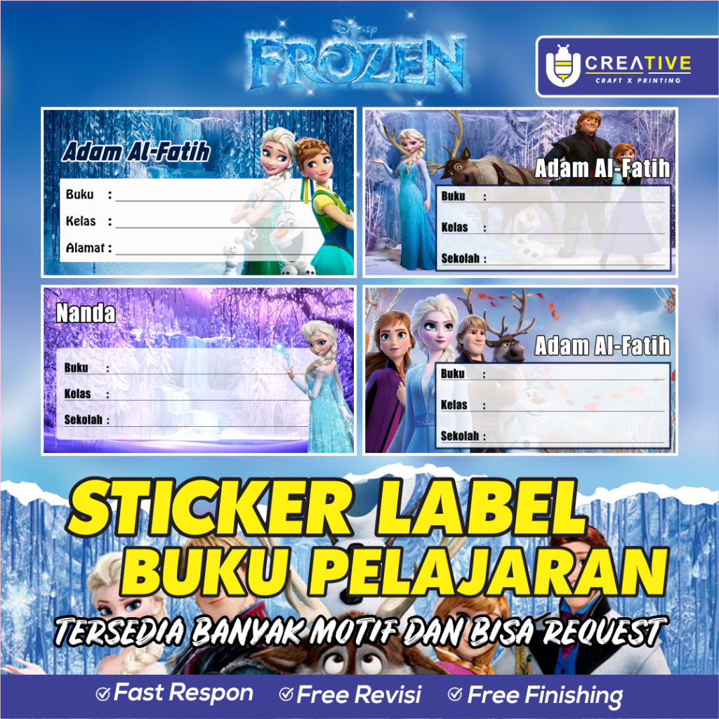 Jual Sticker / Label Buku Pelajaran Bisa Custom Nama (Isi 20pcs) Tema ...