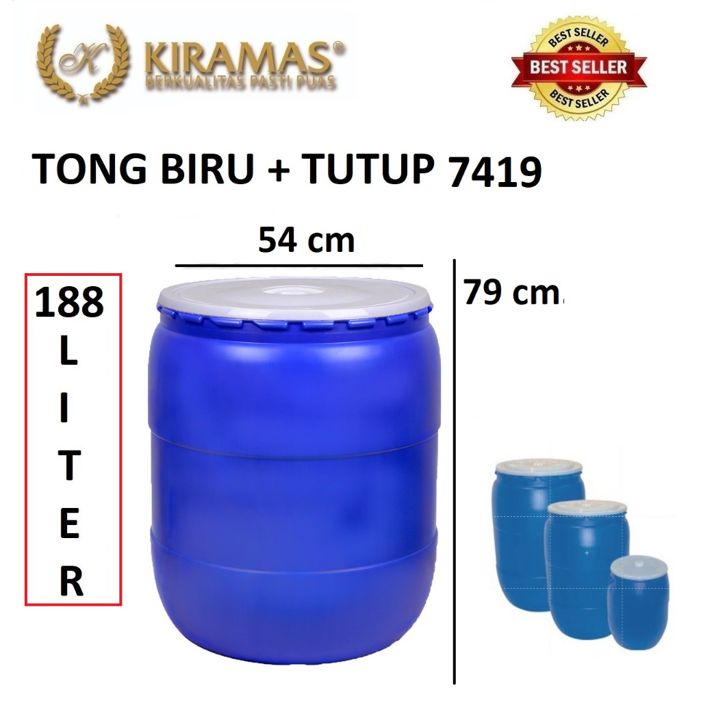 Jual Kiramas Tong Air / Gentong Air / Tong Biru / Tong Sampah 188 Liter ...