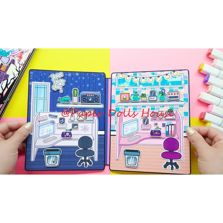 Jual Paper Dolls House Wednesday and Enid In Office in Quiet Book ...