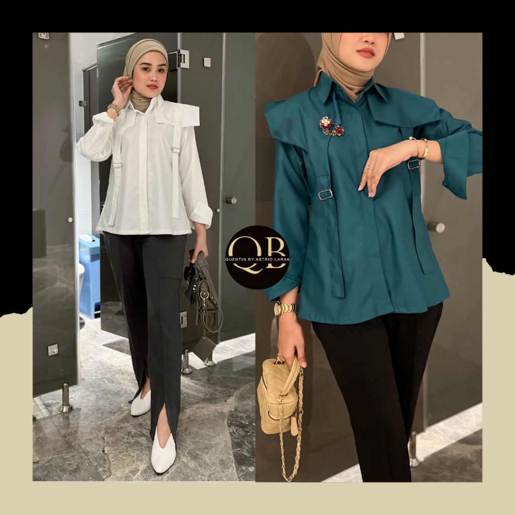 Jual QB Gata Shirt/Kemeja Unik Bahan Cotton Toyobo Premium/Blouse Putih ...