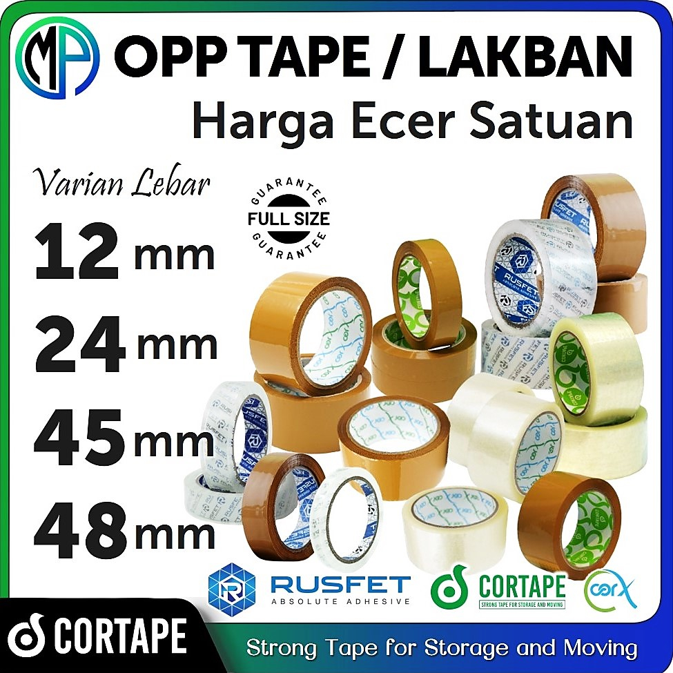 Jual Lakban / OPPTape / Selotip Cortape Bening dan Coklat Harga Ecer Satuan Allvarian Spek ...