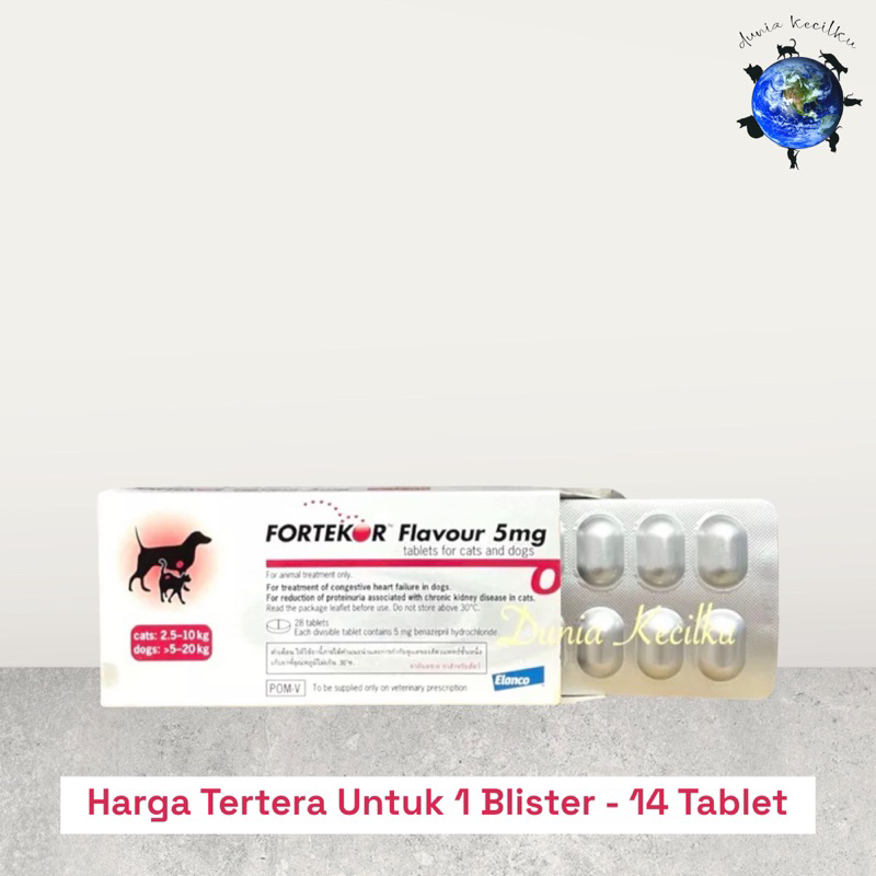 Jual Fortekor Flavour 5mg For Cats and Dogs (1 Blister - 14 Tablet ...