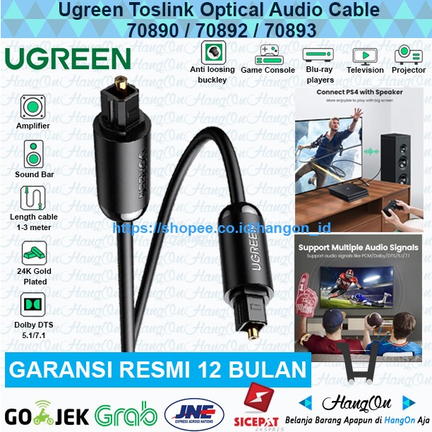 Jual Ugreen 70892 Toslink Kabel Optical Audio Cable Digital 1 / 2 / 3 ...