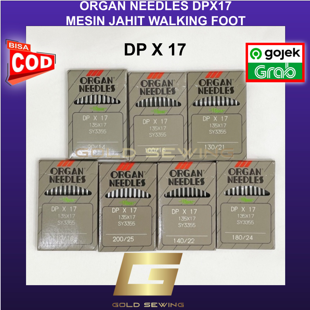 Jual Jarum ORGAN Needle DP x 17 DPx17 Original Japan Mesin Jahit Walking Foot - GOLD | Shopee ...