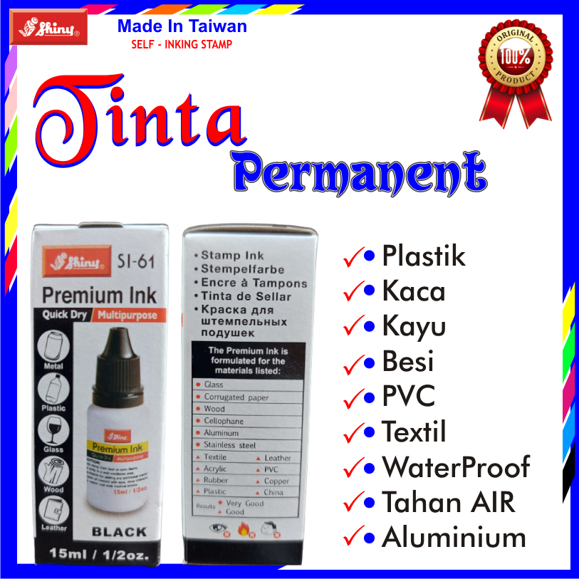 Jual TINTA STEMPEL SHINY PERMANENT INK STAMP | ISI ULANG WATERPROOF ...