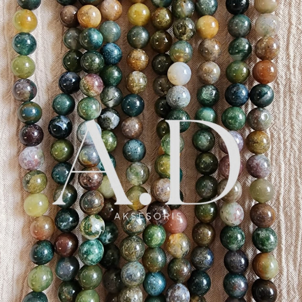 Jual Manik Batu Alam Indian Agate 4mm 6mm 8mm 10mm Stone Beads | Shopee ...