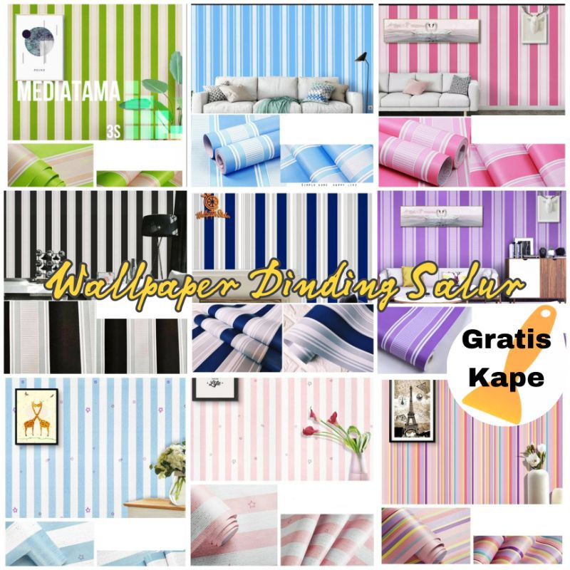 Jual Wallpaper Dinding Salur Ukuran 45 Cm x 10 Meter | Shopee Indonesia