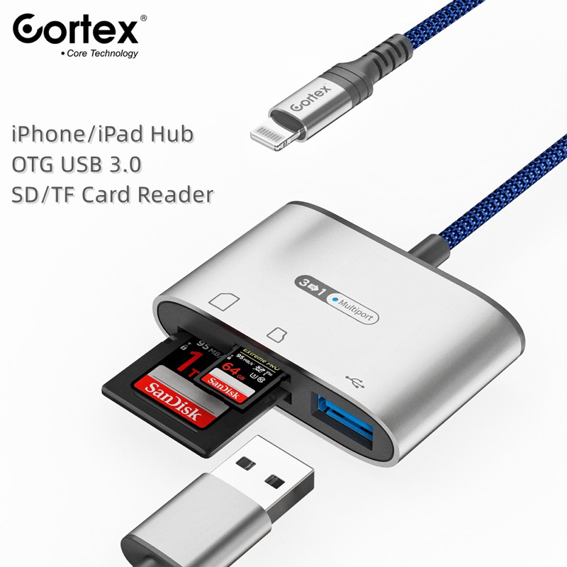 Jual Cortex MH388 Lightning To SD/TF Card/USB3.0 3in1 OTG Card Reader ...