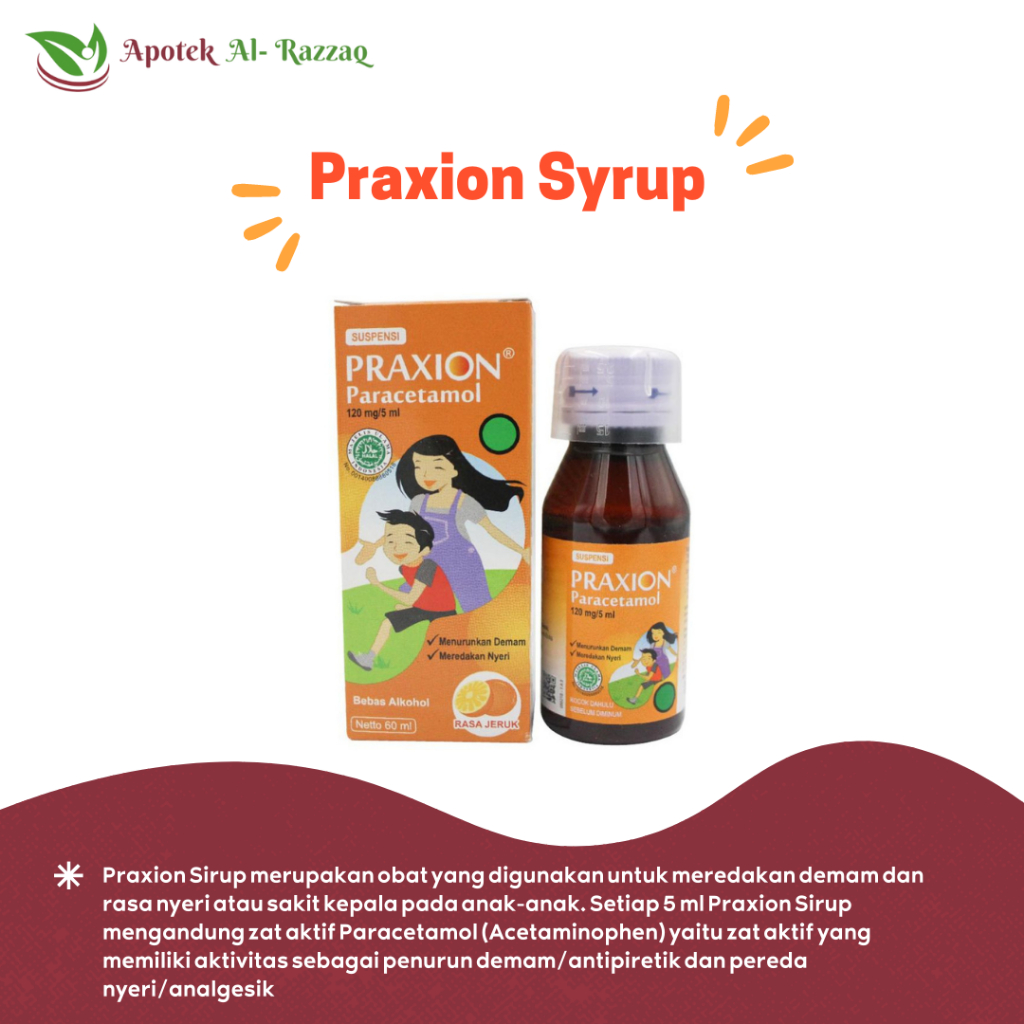 Jual Praxion Syrup 60 ml - Pereda Nyeri dan Penurun Demam | Shopee ...