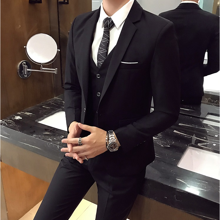 Jual 3 In 1 Set Jas Pria Tuxedo Warna Hitam Setelan Jas Pria Formal Jas ...