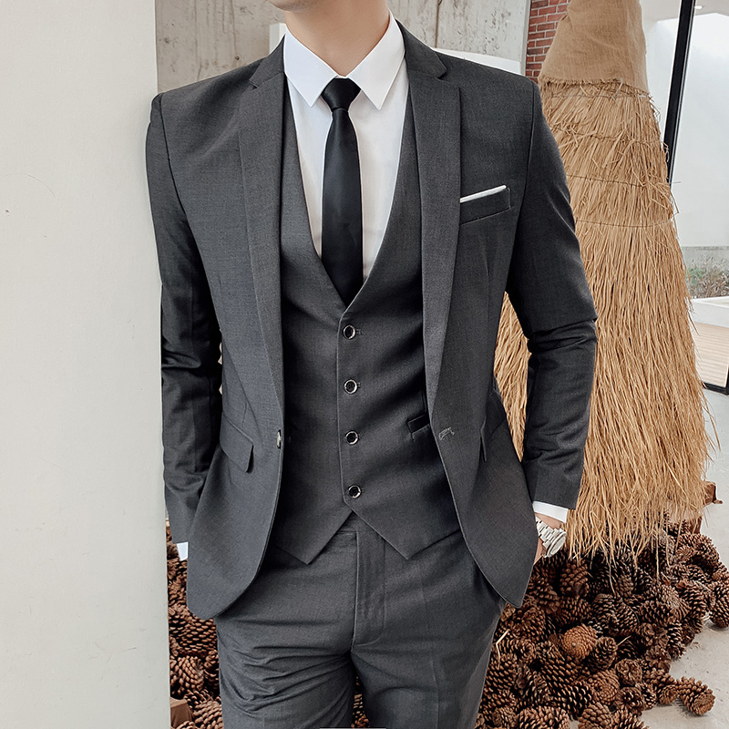 Jual 3 In 1 Set Jas Formal Pria Tuxedo Warna Abu Tua Setelan Pria ...