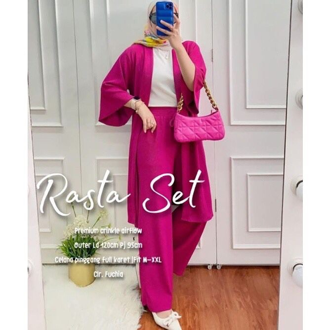 Jual BAJU SET STELAN WANITA TERBARU RASTA SET CARDIGAN BAHAN CRINKLE ...
