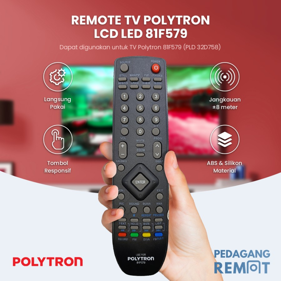 Jual Remote TV POLYTRON LCD LED SLIM TABUNG 81f | Shopee Indonesia