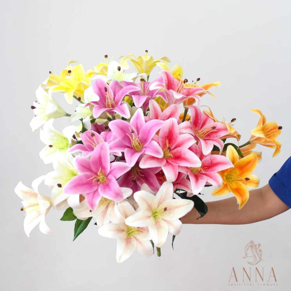 Jual [ READY ] Bunga Lily Latex Artificial 9 Cabang Bunga Hias Dekorasi ...