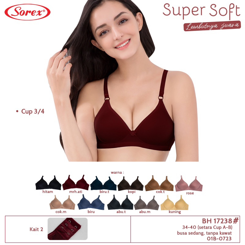 Jual Bra BH Sorex 17238 Super Soft Tanpa Kawat Busa Tipis (Cup A) | Shopee Indonesia