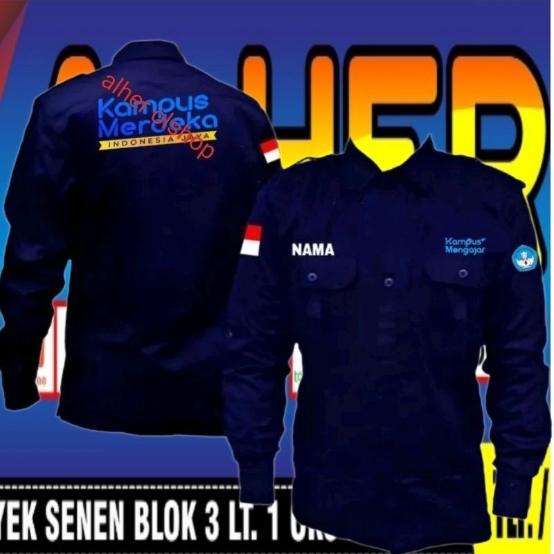 Jual Kemeja kampus merdeka full bordir free nama baju kampus merdeka ...