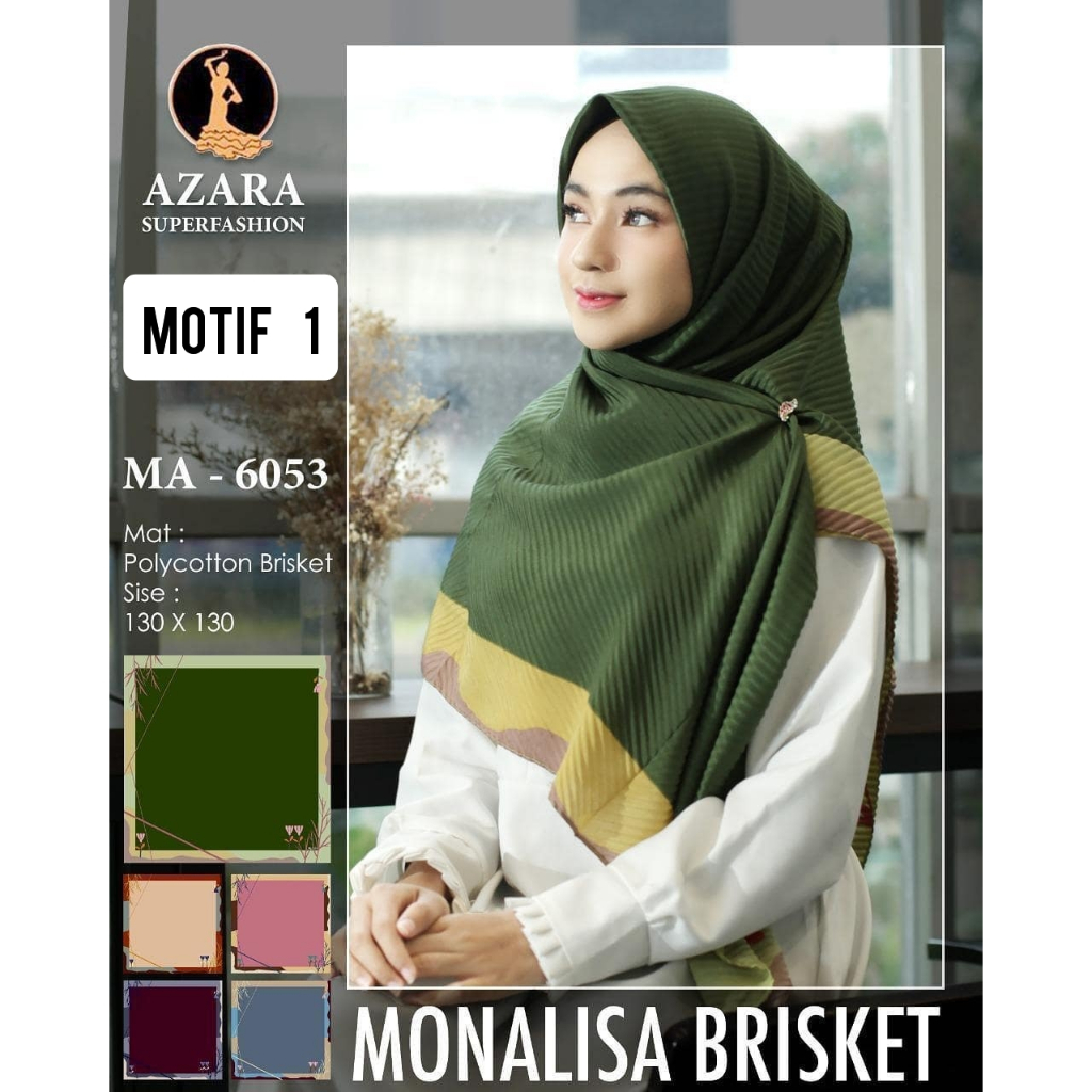 Jual SYAR'I AZARA MONALISA BRISKET MOTIF PLISKET SCARF Hijab Segi Empat ...