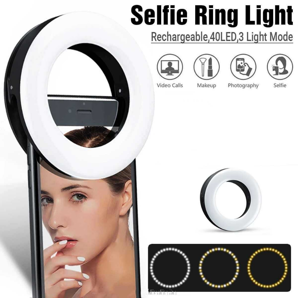 Jual Lampu Halo Ring Light LED 40 200mAh Tri Color Portable APL-FL21 ...