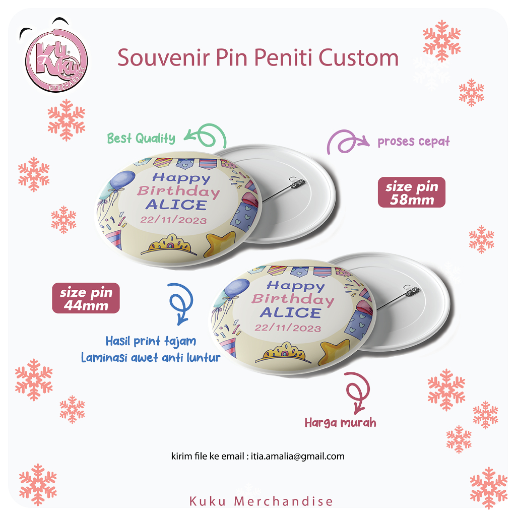 Jual Souvenir Pin Peniti size 44mm dan 58mm Doff Glossy | Shopee Indonesia