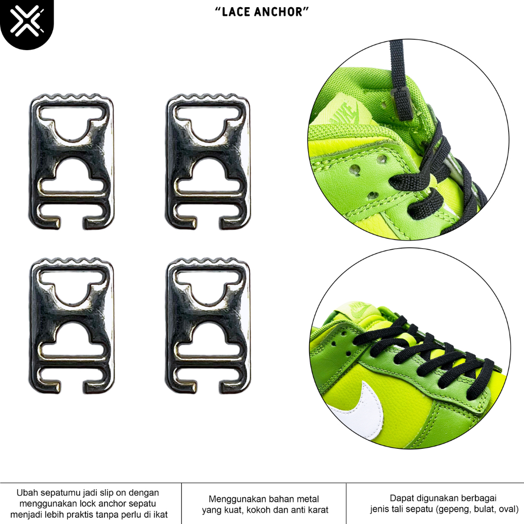 Jual Pengunci Tali Sepatu Lace Lock Tanpa Ikat Bahan Metal Lock Anchor ...