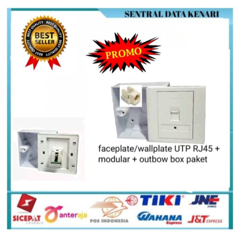 Jual Stop Kontak /Wallplate RJ45/UTP/LAN 1Hole/Port+Modular Cat5e+Out ...