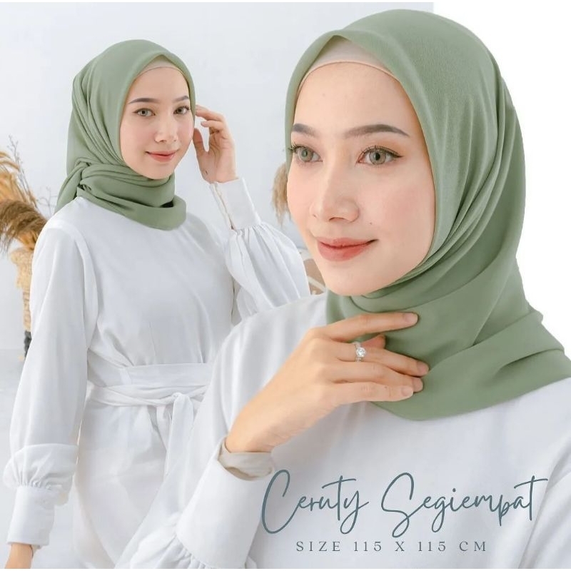 Jual termurah! hijab segi empat ceruty babydoll ukuran 115x115cm ...