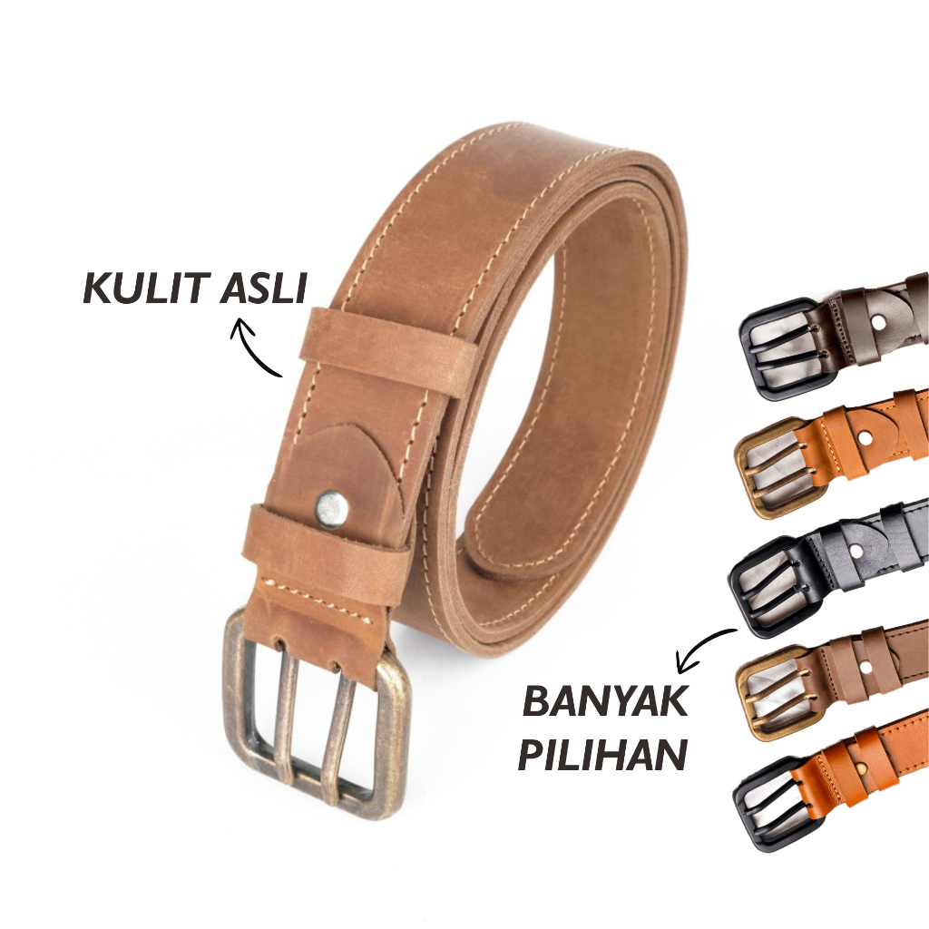 Jual Ikat Pinggang Sabuk Pria Gesper Kulit Asli Lebar 4 cm buckle jarum ...