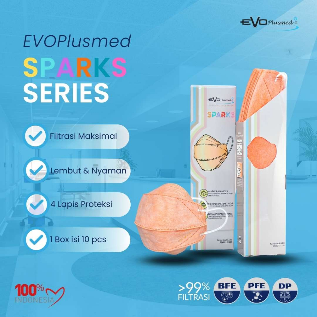 Jual Masker medis Evo plusmed 4ply Sparks | Shopee Indonesia
