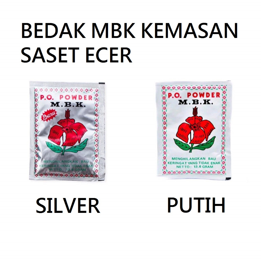 Jual P.O Powder MBK ( M.B.K ) Bedak Putih - Silver ( Bedak Ketiak ) Sachet | Shopee Indonesia