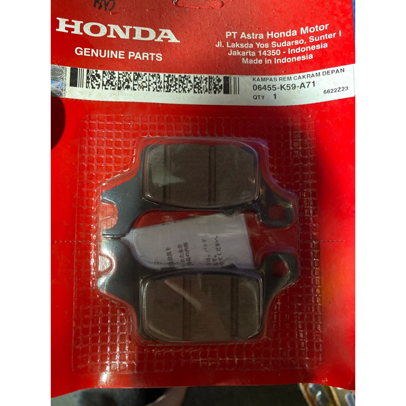 Jual Dispet / Kampas rem depan asli honda original K59 (1 set) | Shopee ...