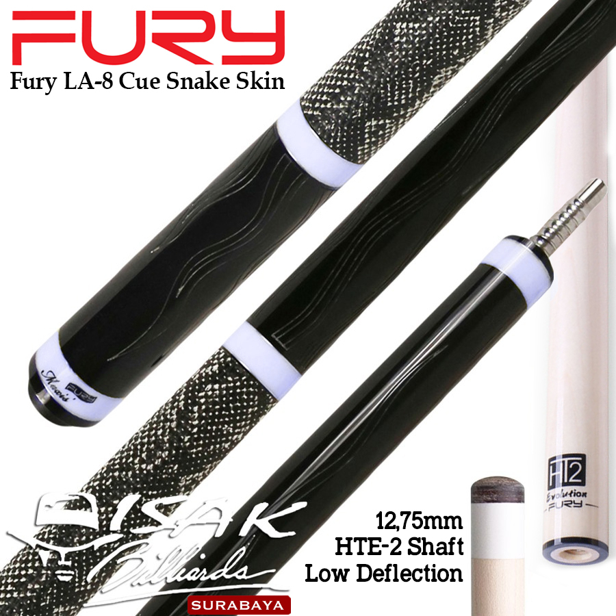 Jual Fury LA-8 Cue Snake Skin - HTE-2 Low Deflection - Stick Billiard ...