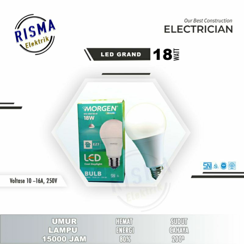 Jual Lampu MORGEN LED Bulb Grand 18W 6500k | Shopee Indonesia