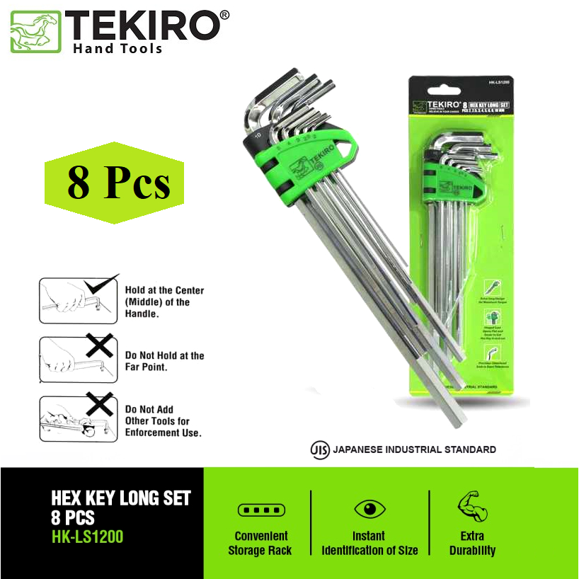 Jual TEKIRO (HEX-LONG) kunci L SET PANJANG 8 PCS hex key long set 8pcs ...