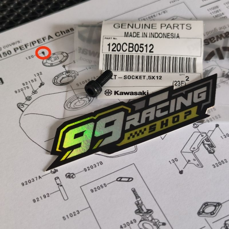 Jual Baut tutup tangki Ninja R RR SS Original Satuan 120CB0512 | Shopee Indonesia